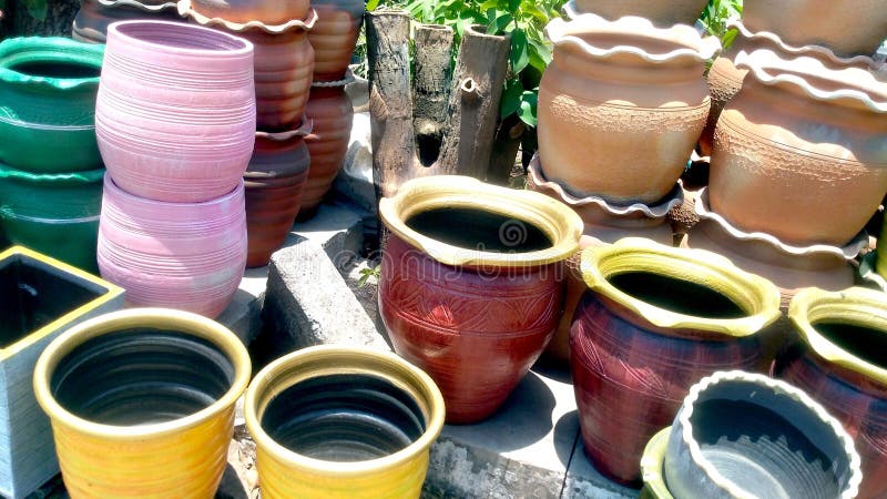Decorative and Modern Pottery Stock Photo - Image of blue ...