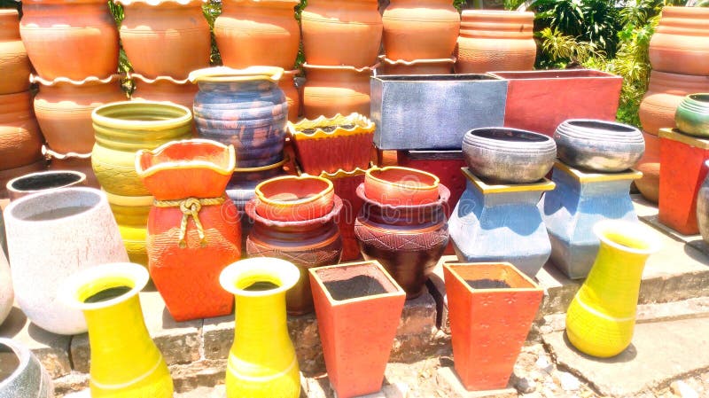 Decorative and Modern Pottery Stock Photo - Image of flowers, tulip ...