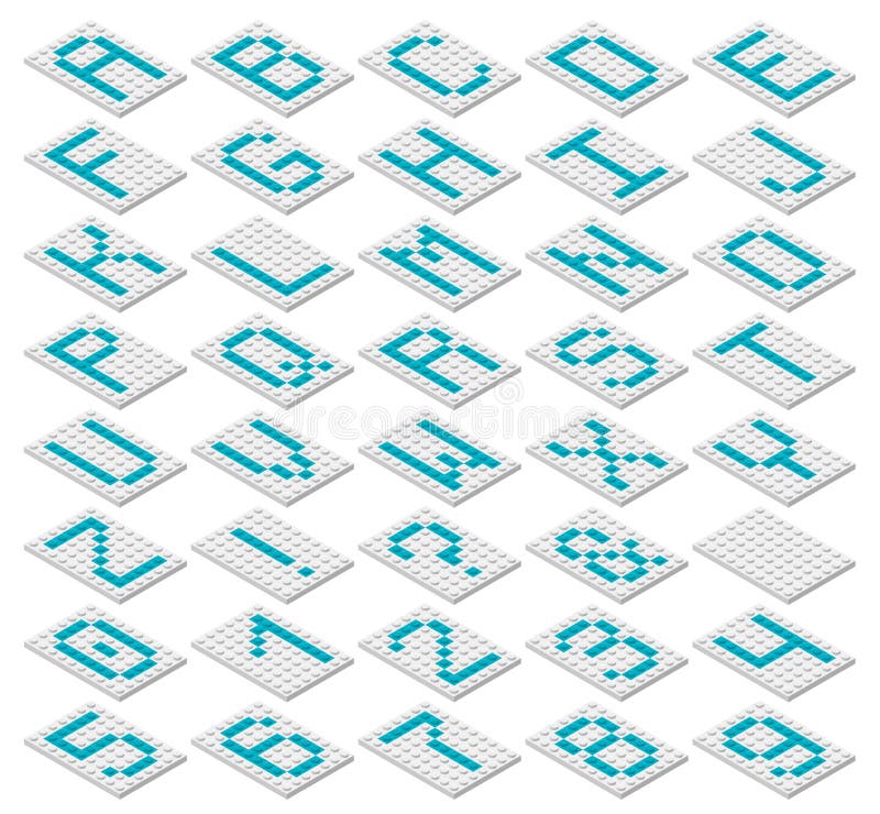Decorative Monospaced Font from Plastic Constructor Blocks Stock Vector ...