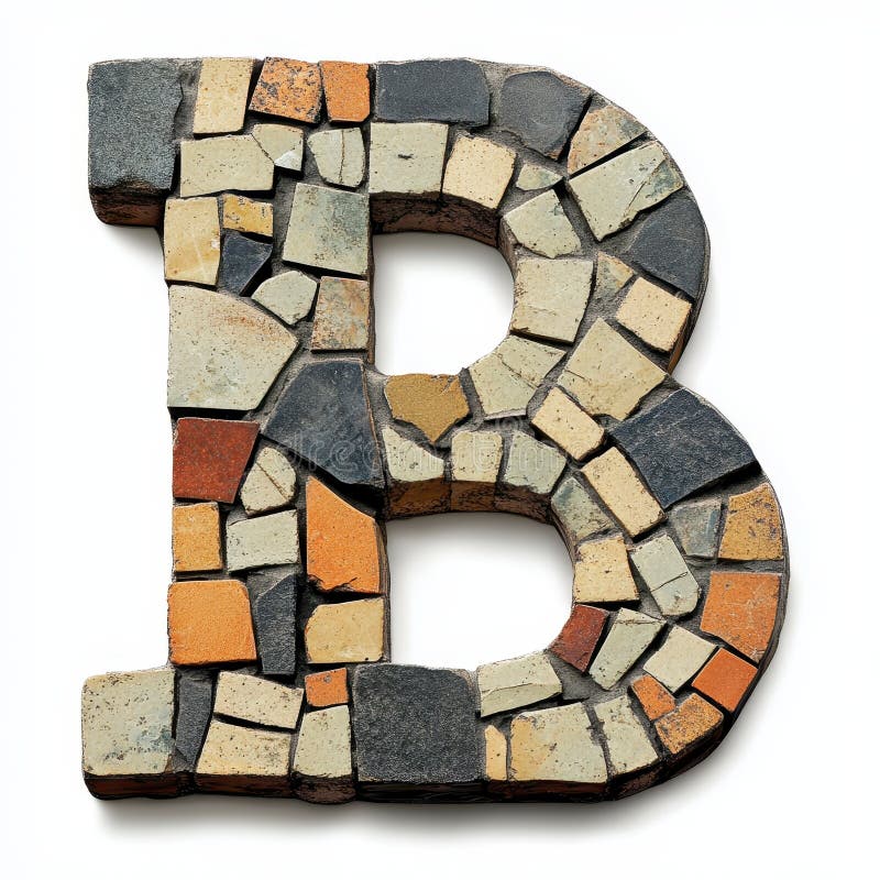 A Decorative Mosaic Letter "B" Made from Various Colored Stones and ...
