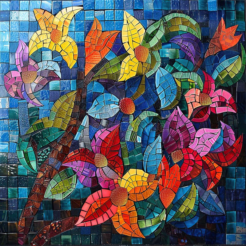 Decorative Mosaic Tile Art with Bright, Bold Colors Stock Photo - Image ...