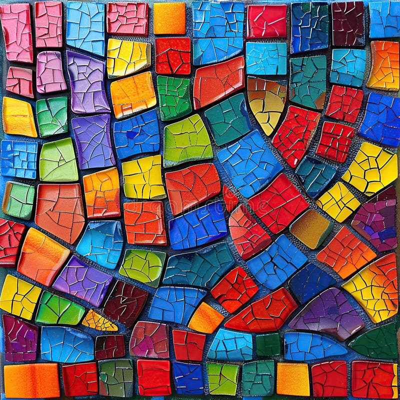 Decorative Mosaic Tile Art with Bright, Bold Colors Stock Photo - Image ...