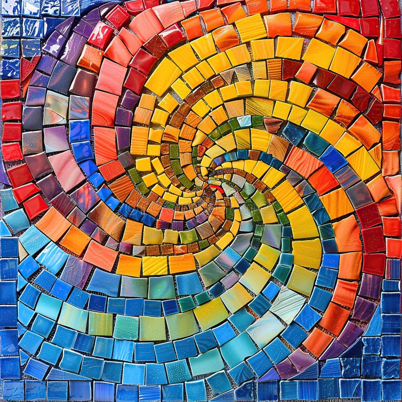 Decorative Mosaic Tile Art with Bright, Bold Colors Stock Photo - Image ...