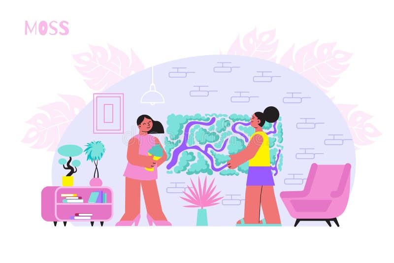 Decorative Moss Flat Composition Stock Vector - Illustration of harmony ...