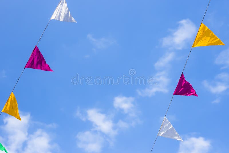 Decorative Multi-colored Flags Stock Photo - Image of garland, event ...