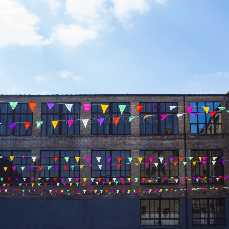 Decorative Multi-colored Flags Stock Image - Image of birthday, color ...