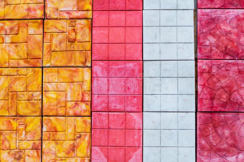 Decorative Multi Colored Tile for the Sidewalk Square Stone Stock Image ...