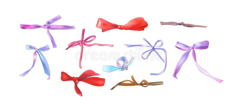 Decorative Multicolor Bow with Long Ribbon Isolated on White Background ...