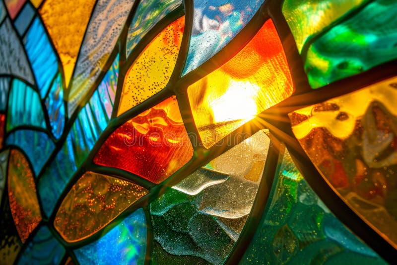 Decorative Multicolored Stained Glass Window with Light Passes through ...