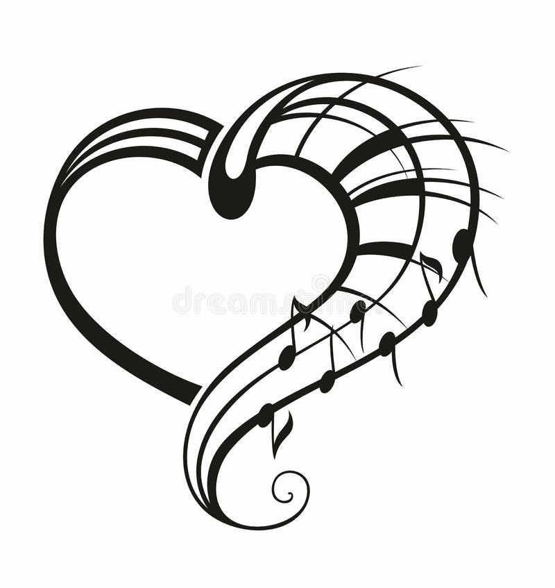 Music and Heart Abstract Vector Logo and Icon. Musical Theme Stock ...