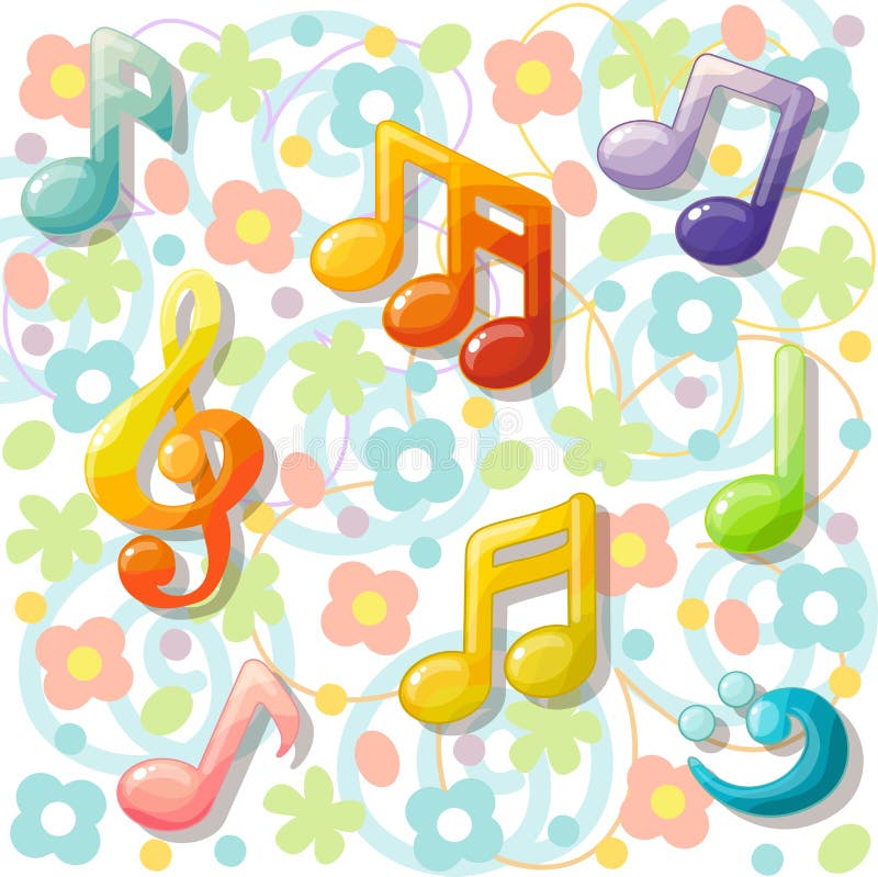 Decorative Musical Cartoon Notes and Symbols Stock Vector ...