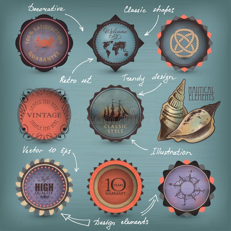 Decorative Nautical Set stock vector. Illustration of anchor - 32227706