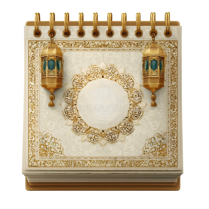A Decorative Notebook with Islamic Calligraphy and Hanging Lanterns on ...