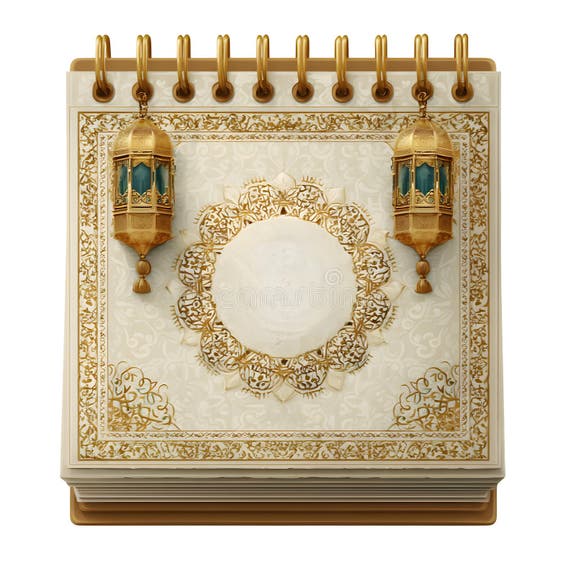A Decorative Notebook with Islamic Calligraphy and Hanging Lanterns on ...