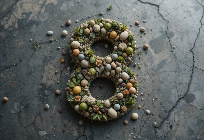Decorative Number Eight Made with Pebbles and Small Plants Stock Photo ...