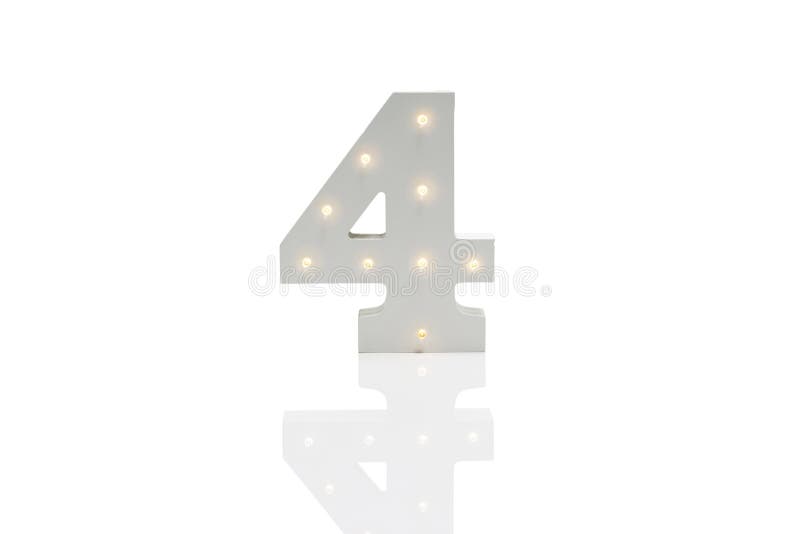 Decorative Number 4 with Embedded LED Lights Over White Background ...