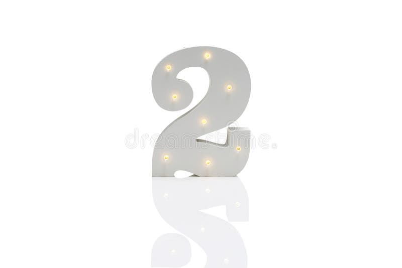 Decorative Number 2 with Embedded LED Lights Over White Background ...