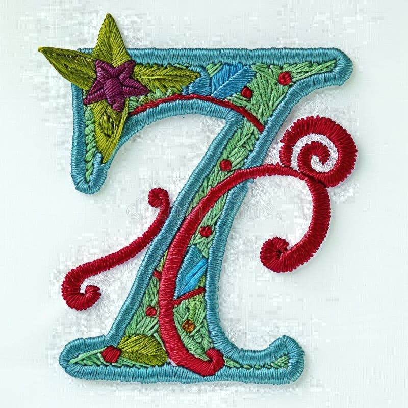 A Decorative Number 7 is Embroidered on a White Surface, Embroidery on ...