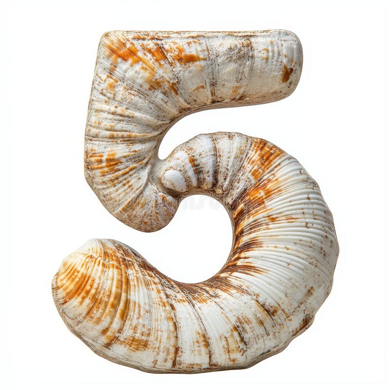 A Decorative Number Five Shaped Like a Seashell, Showcasing a Unique ...