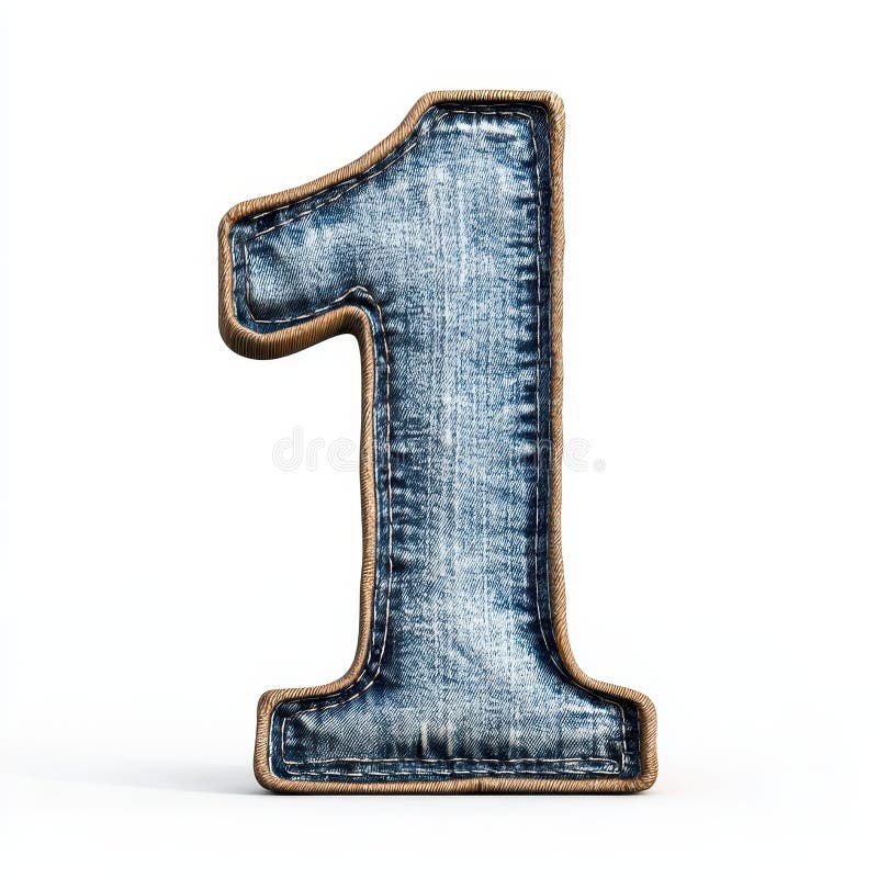A Decorative Number One Made of Denim with a Rustic Outline, Suitable ...