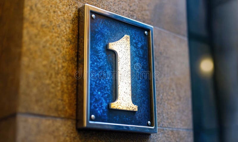 Decorative Number One Sign on a Wall Stock Illustration - Illustration ...