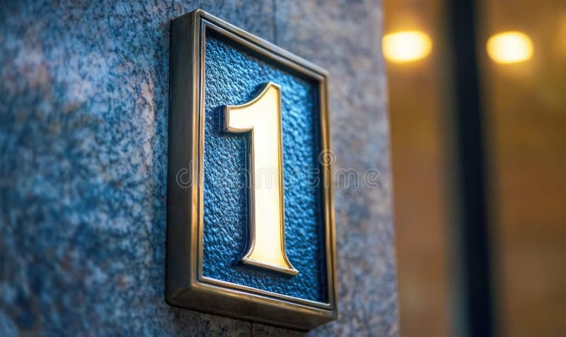 Decorative Number One Sign on a Wall Stock Illustration - Illustration ...
