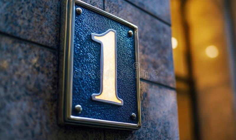 Decorative Number One Sign on a Wall Stock Illustration - Illustration ...
