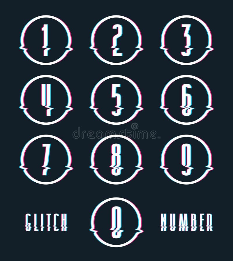 Decorative Numbers with Glitch Distortion Effect Stock Vector ...