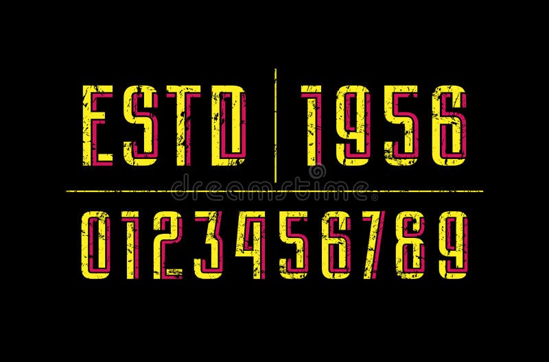 Old Decorative Numbers Vector Set. Wild West Style Numbers on the ...