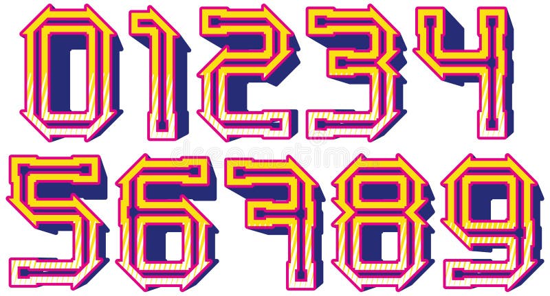 Decorative Numbers Set.Vector Art Font. Stock Illustration ...