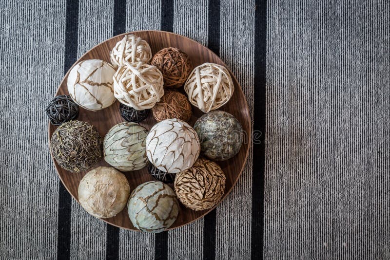 Decorative Object Asian Wooden Wicker Spheres Stock Image - Image of ...