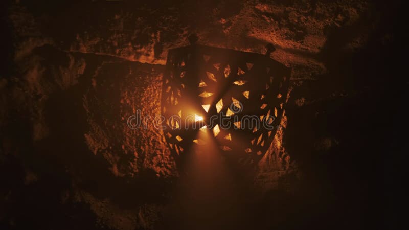 Old Lantern with Warm Light Rays in of Old Castle Stock Photo - Image ...