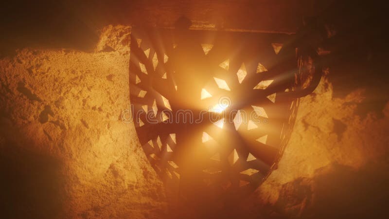 Old Lantern with Warm Light Rays in of Old Castle Stock Photo - Image ...