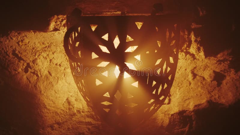 Old Lantern with Warm Light Rays in of Old Castle Stock Footage - Video ...