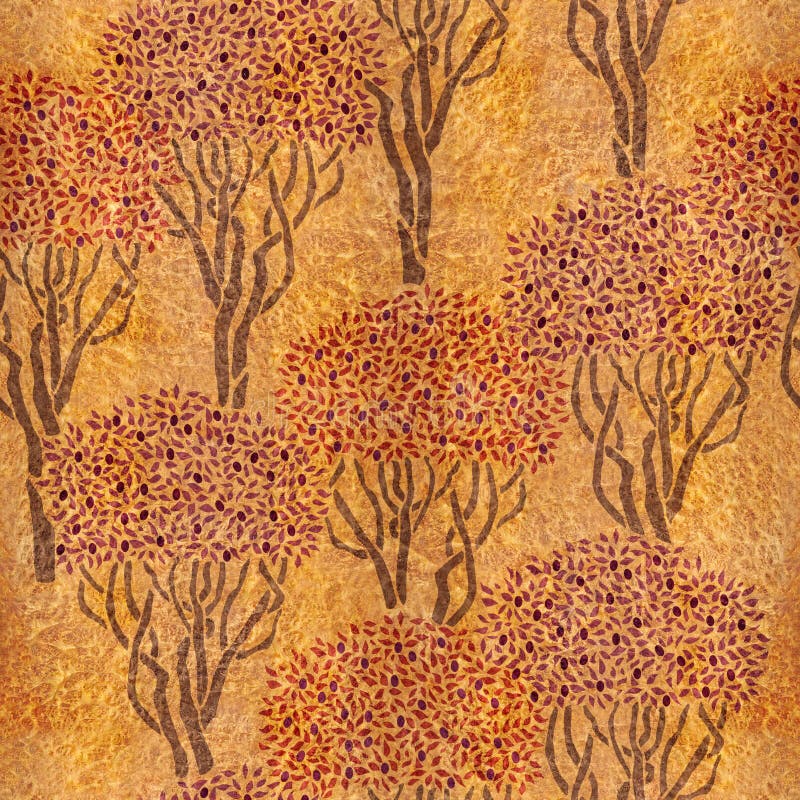 Decorative Olive Grove - Seamless Background Stock Illustration ...