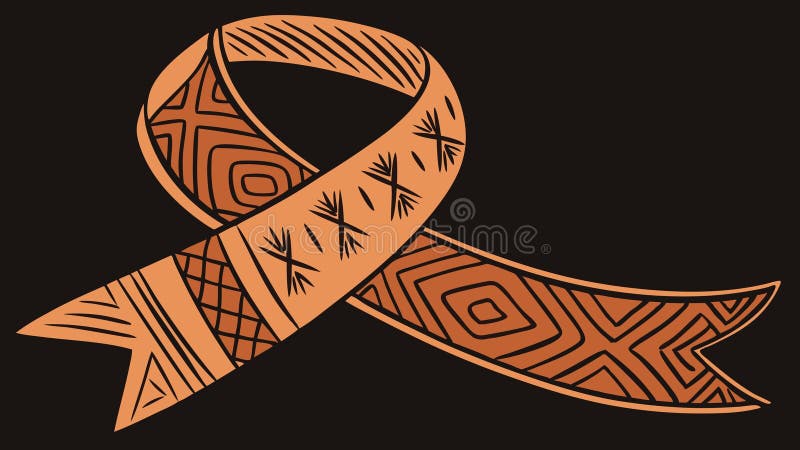 Decorative Orange Awareness Ribbon, Symbolizing Support for Causes and ...