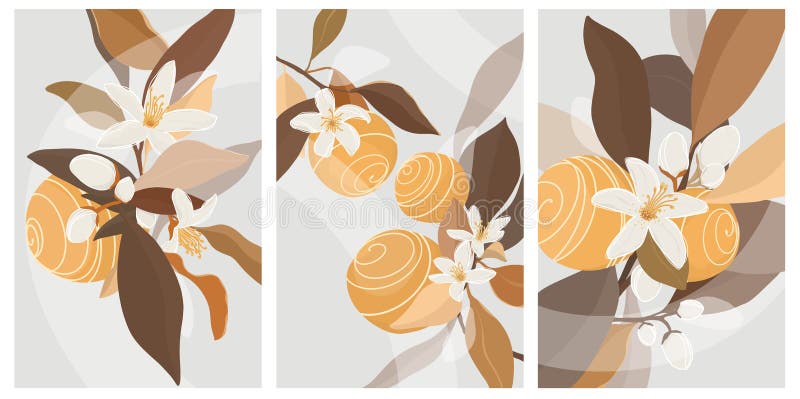 Decorative orange floral stock illustration. Illustration of color ...