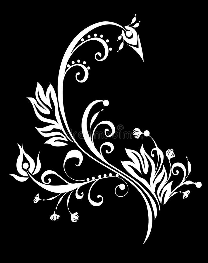 Black Decorative Swirls Design Stock Illustration - Illustration of ...