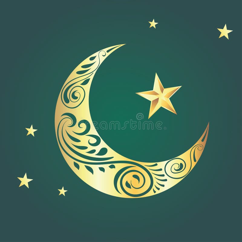 Crescent moon with star stock vector. Illustration of cresent - 224005186