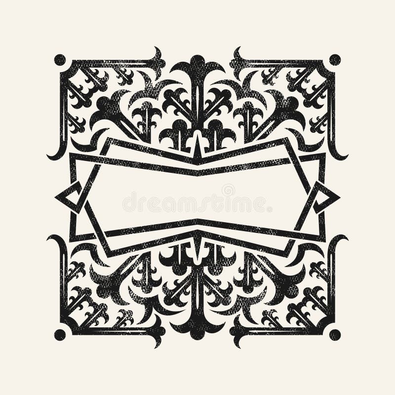 Decorative Ornamental Frame with Rough Texture in Medieval Style Stock ...