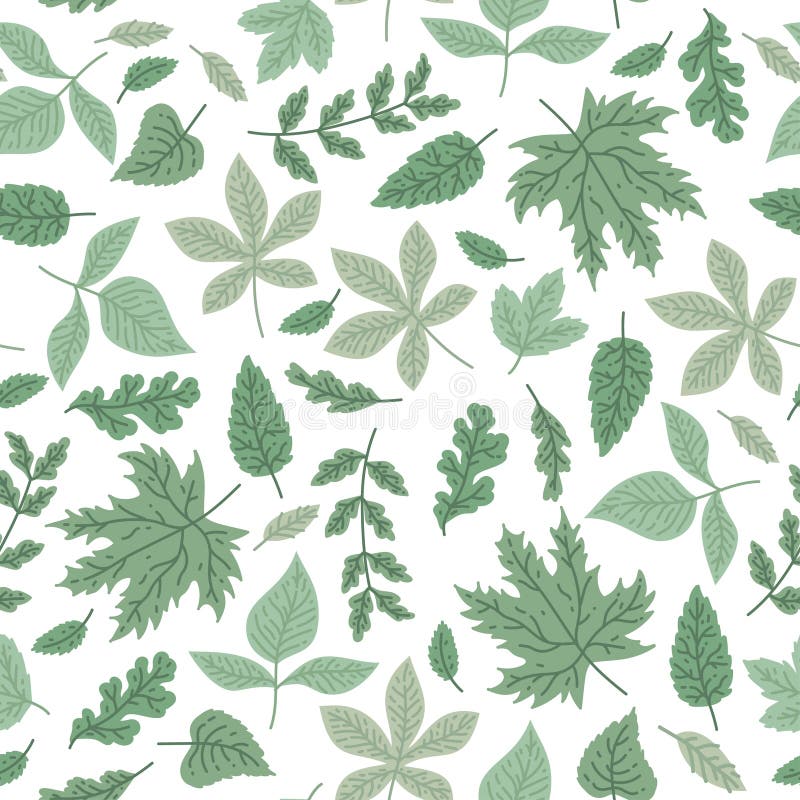 Decorative Ornamental Seamless Leafs Green Spring Pattern. Endless ...