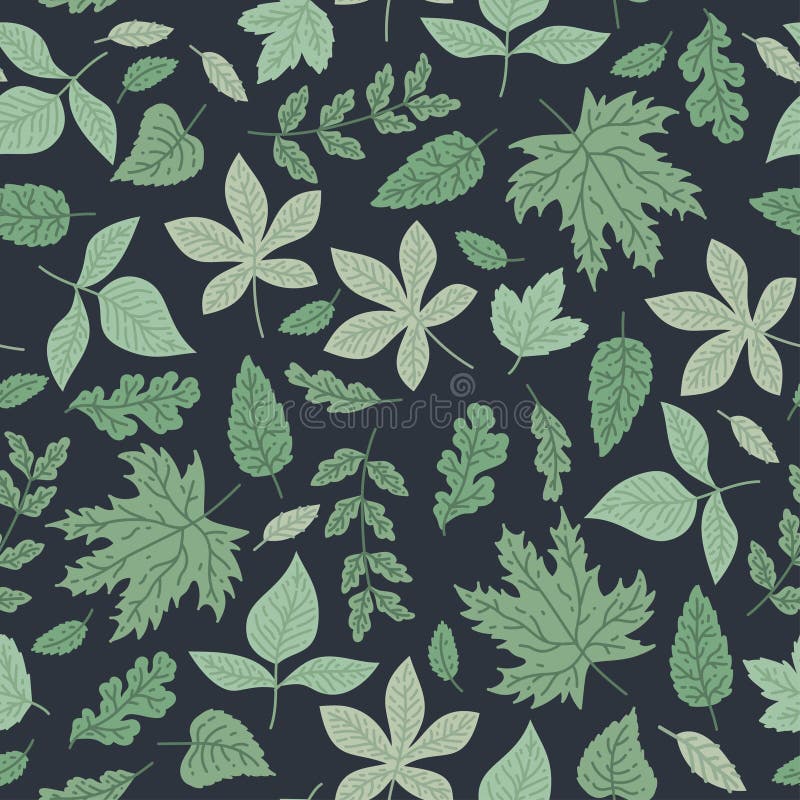 Decorative Ornamental Seamless Leafs Green Spring Pattern. Endless ...