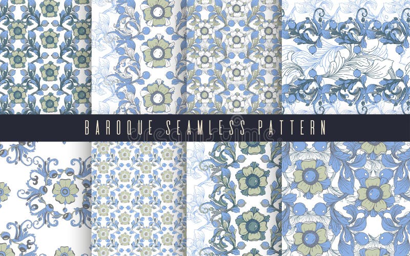 Decorative Ornamental Seamless Spring Seamless Pattern Set. Endless ...