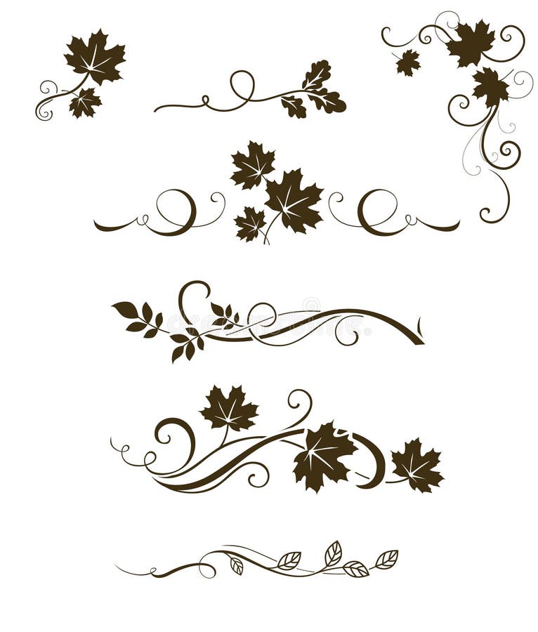 Vector Set of Autumn Calligraphic Elements, Dividers and Ornaments with ...