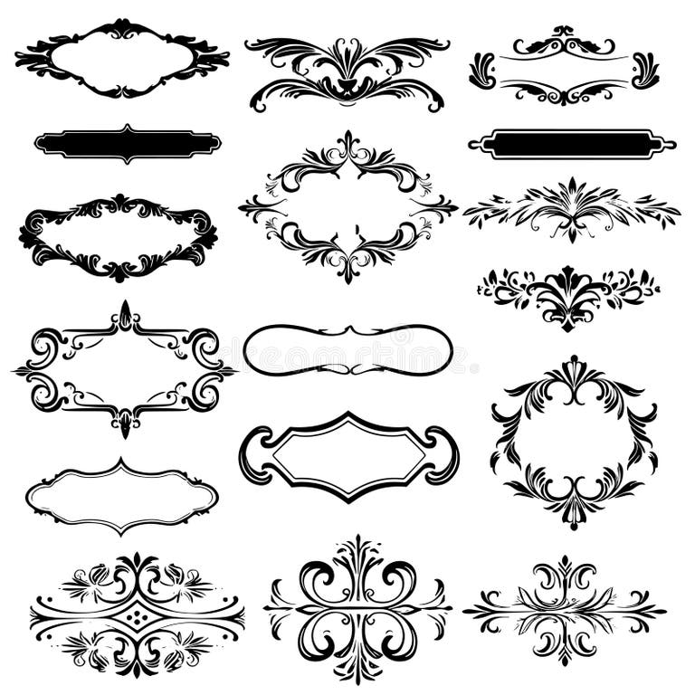 Decorative Ornate Elements and Badges. Big Set Template of Decorative ...