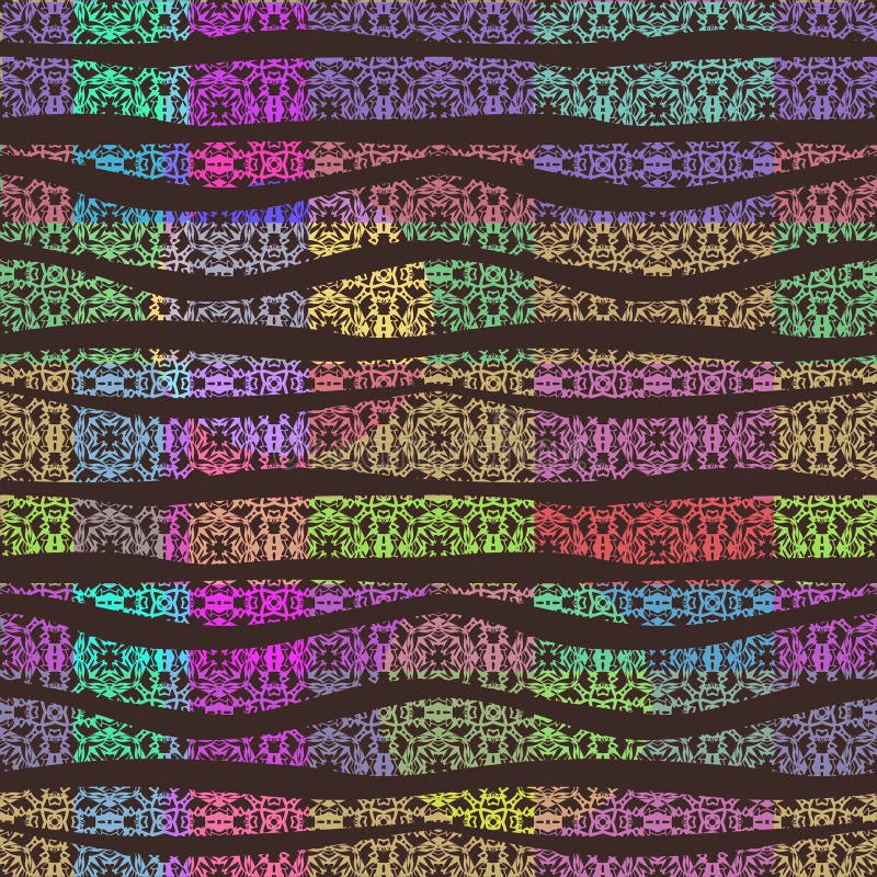 Decorative Ornate Seamless Pattern. Colorful Waves Stock Illustration ...