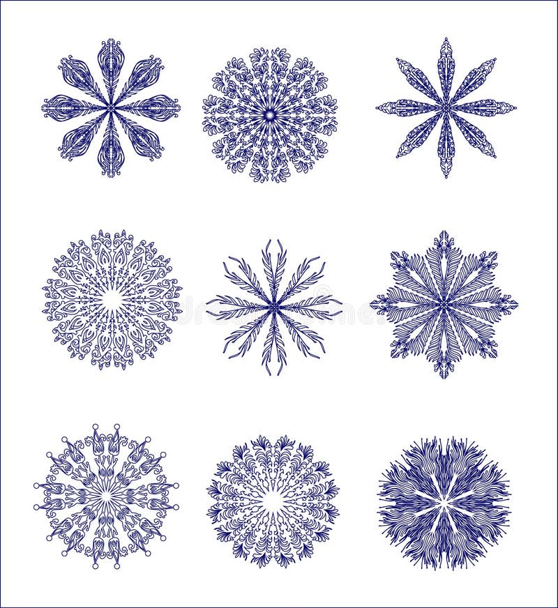 Decorative Ornate Snowflakes Stock Illustration - Illustration of ...