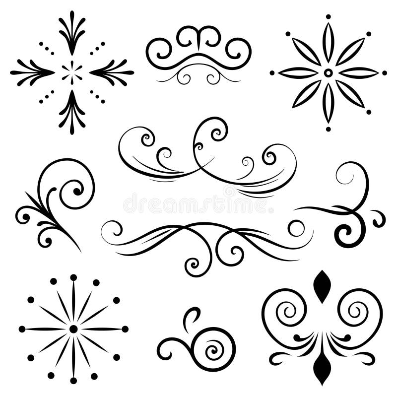 Decorative Ornate Swirl Elements Vector Set Stock Vector - Illustration ...