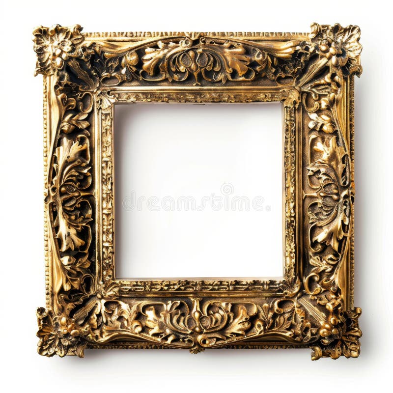 Decorative Ornate Vintage Frame with Intricate Designs on Isolated ...