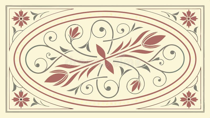 Decorative Oval Frame Element with an Intricate Internal Floral Pattern ...